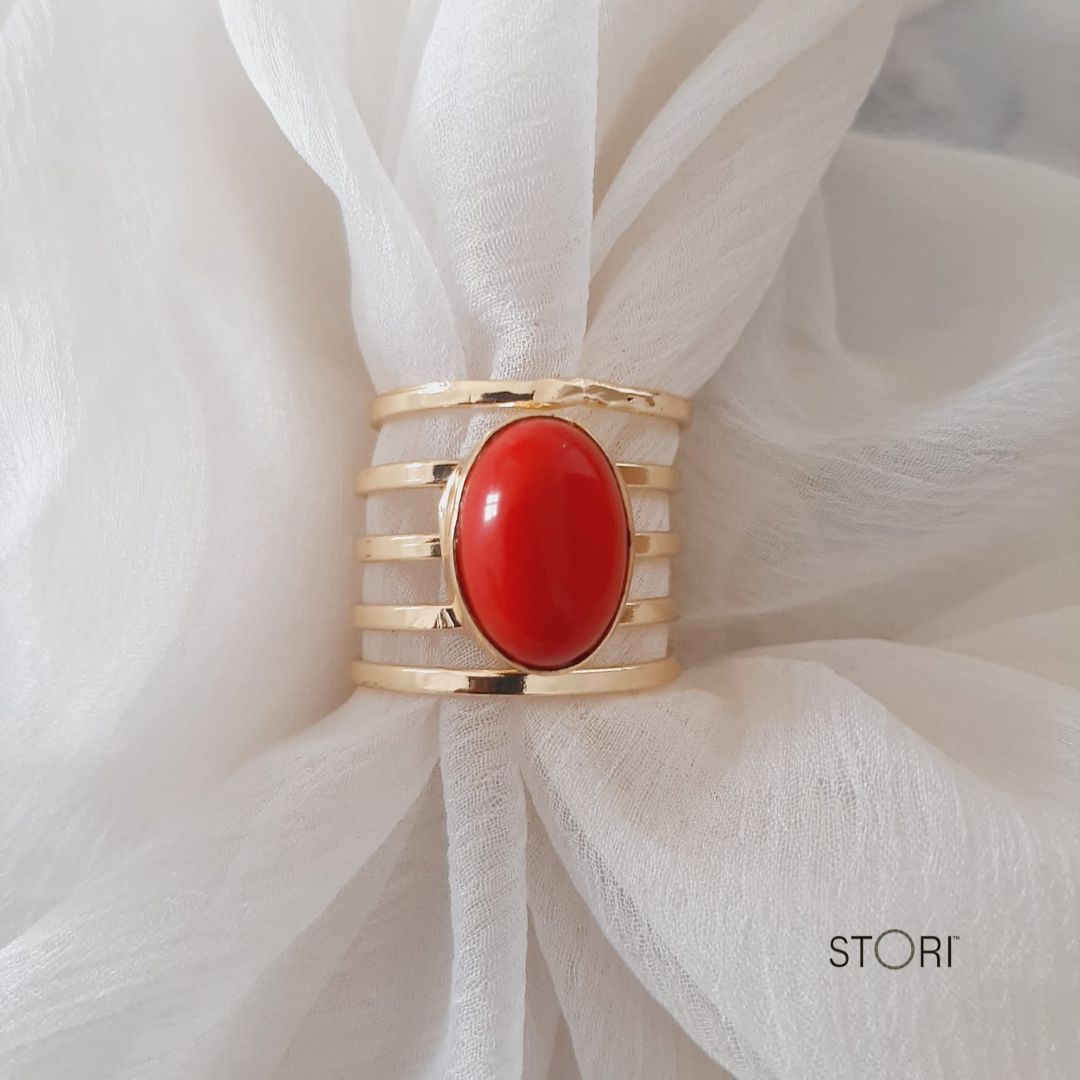 Red coral finger ring store