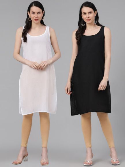Black & White Combo Cotton Long Inner Slips – STORI