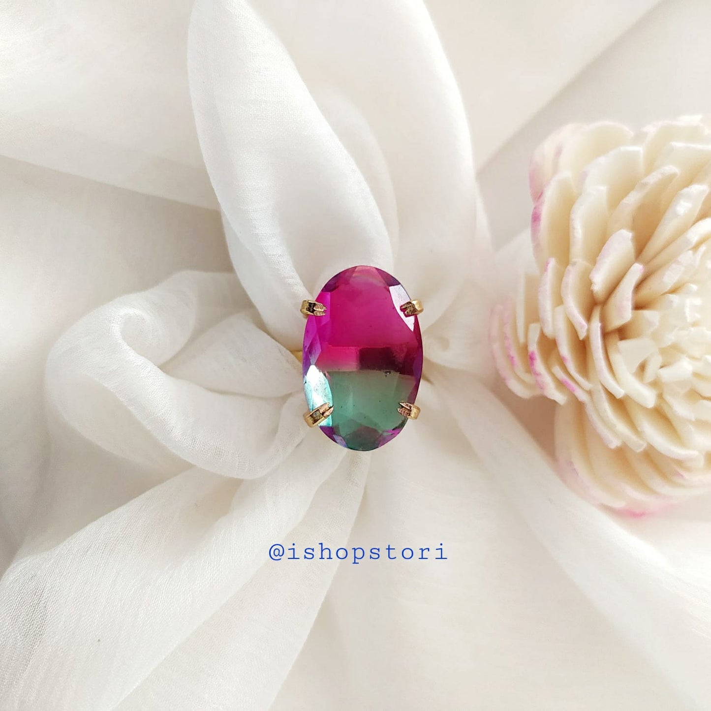 Dual Tone Glossy Stone Finger Ring – STORI